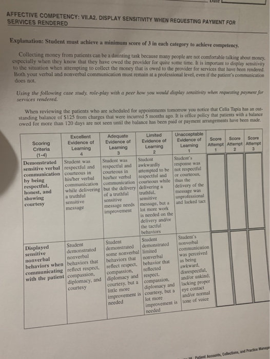 AFFECTIVE COMPETENCY: VILA2. DISPLAY SENSITIVITY WHEN | Chegg.com
