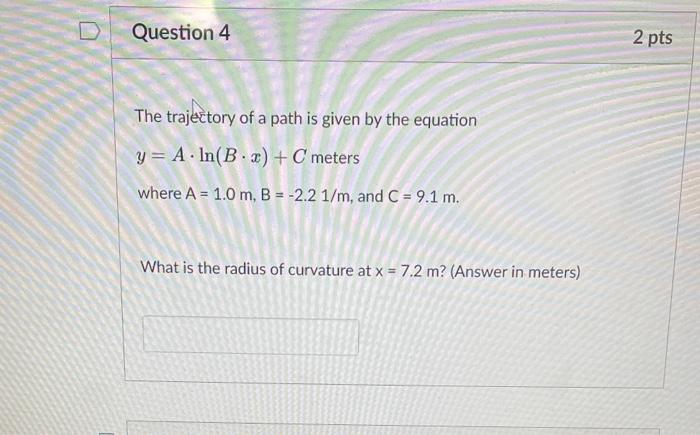 Solved The trajectory of a path is given by the equation | Chegg.com