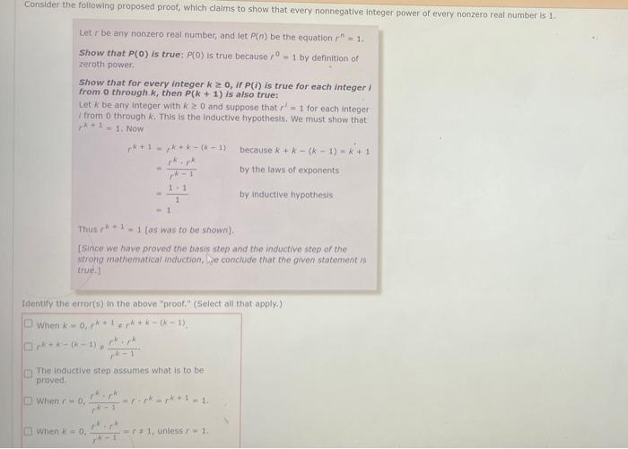Solved Consider the following proposed proof, which claims | Chegg.com