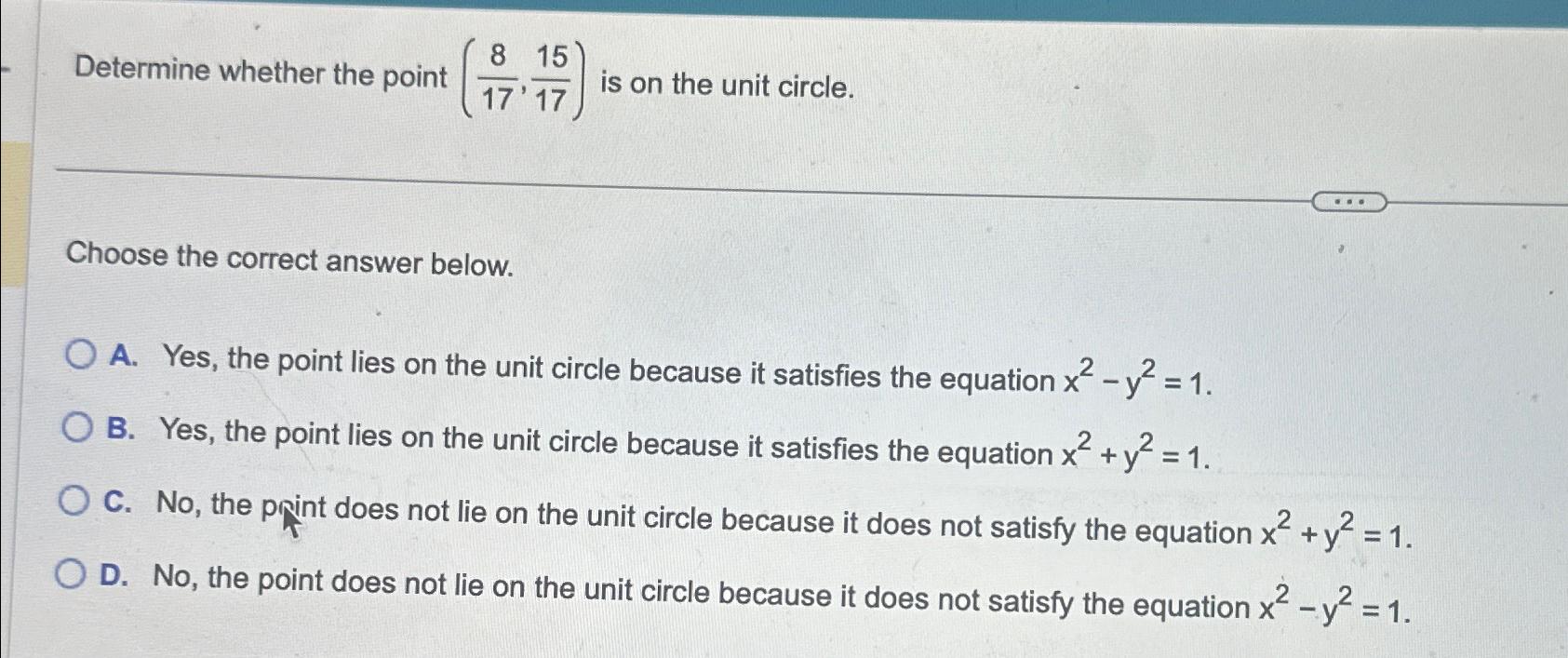 Solved Determine whether the point (817,1517) ﻿is on the | Chegg.com