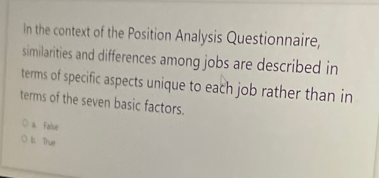 Solved In the context of the Position Analysis | Chegg.com