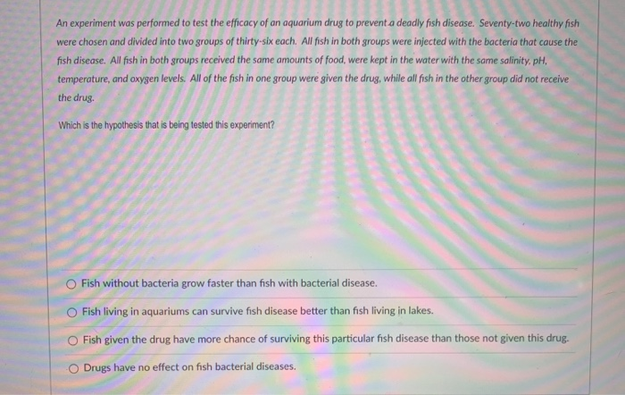 Solved An experiment was performed to test the efficacy of | Chegg.com