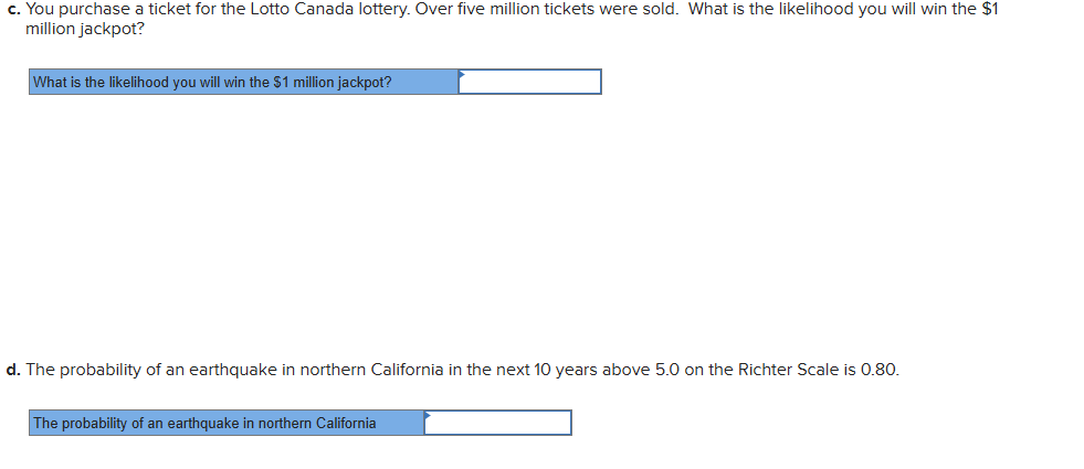 Solved c. ﻿You purchase a ticket for the Lotto Canada | Chegg.com