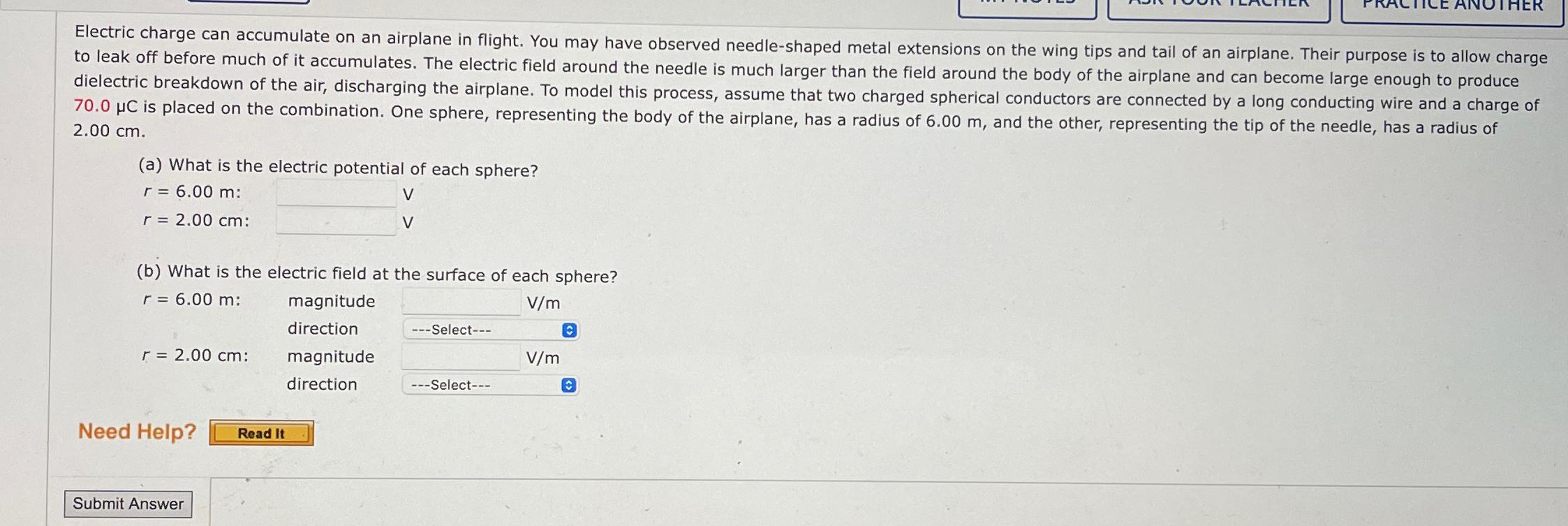 Solved Electric charge can accumulate on an airplane in | Chegg.com
