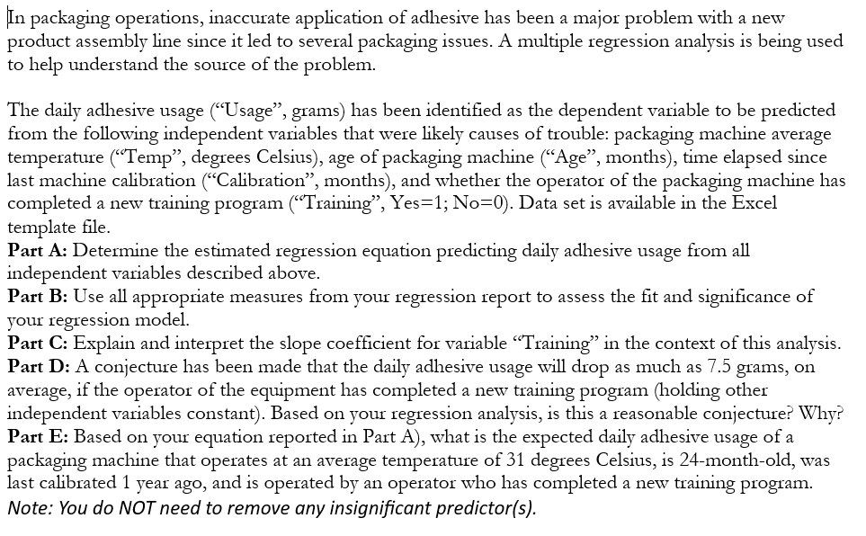 Solved Show all work, excel formulas In packaging | Chegg.com