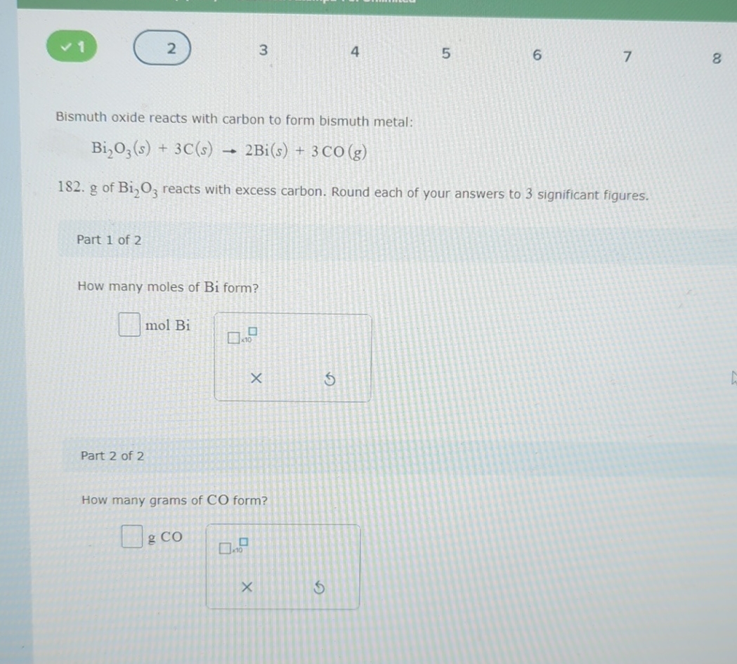 Solved 1345678Bismuth oxide reacts with carbon to form | Chegg.com
