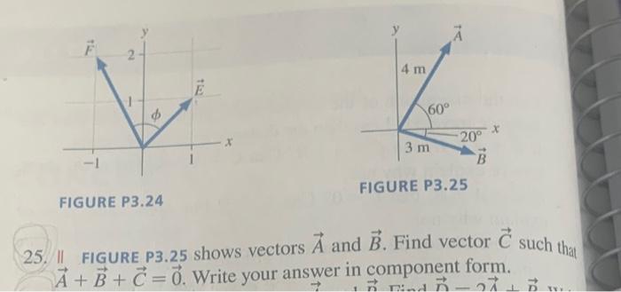 Solved -1 2 Ф FIGURE P3.24 1 y 4 m Z 60° 3 m -20° FIGURE | Chegg.com