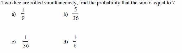 Solved Two dice are rolled simultaneously, find the | Chegg.com
