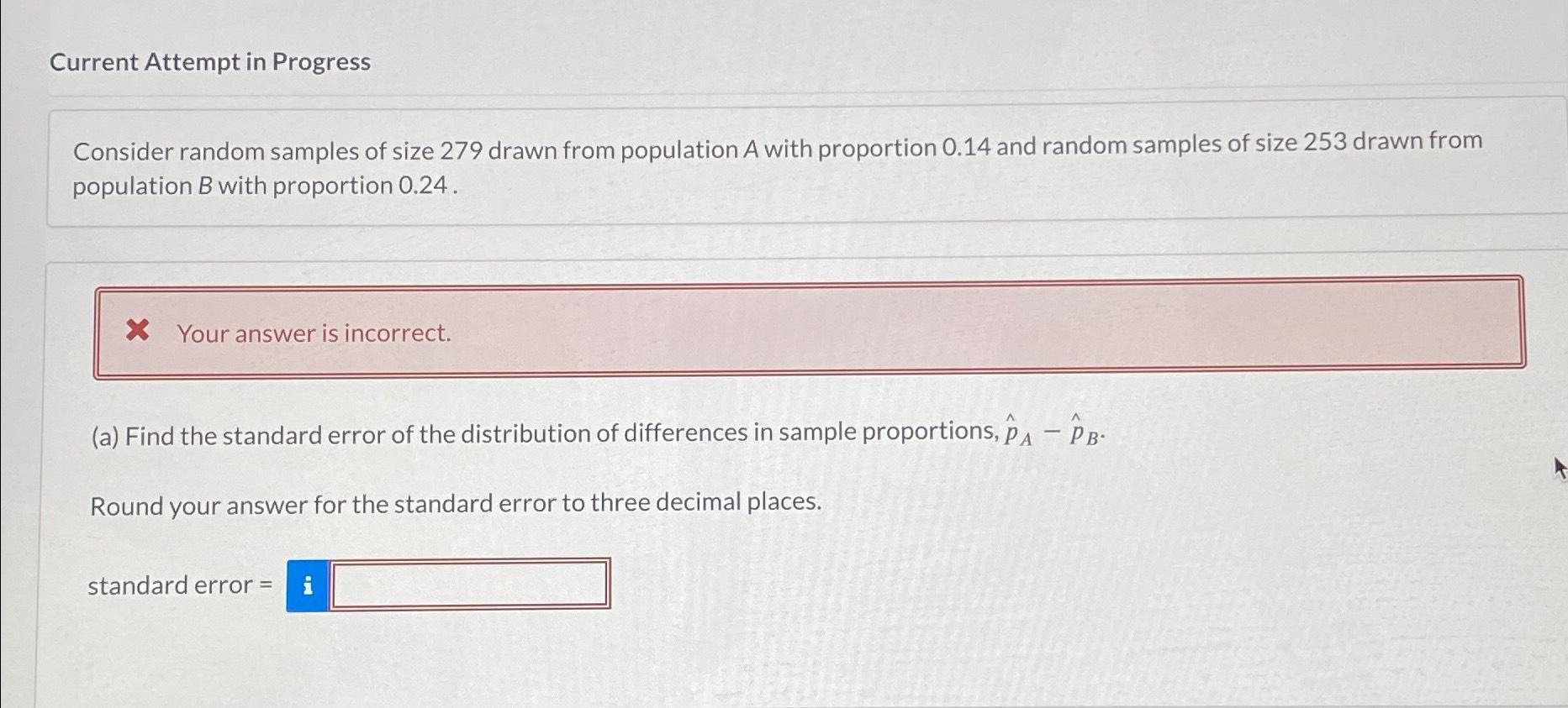 Solved Current Attempt in ProgressConsider random samples of | Chegg.com