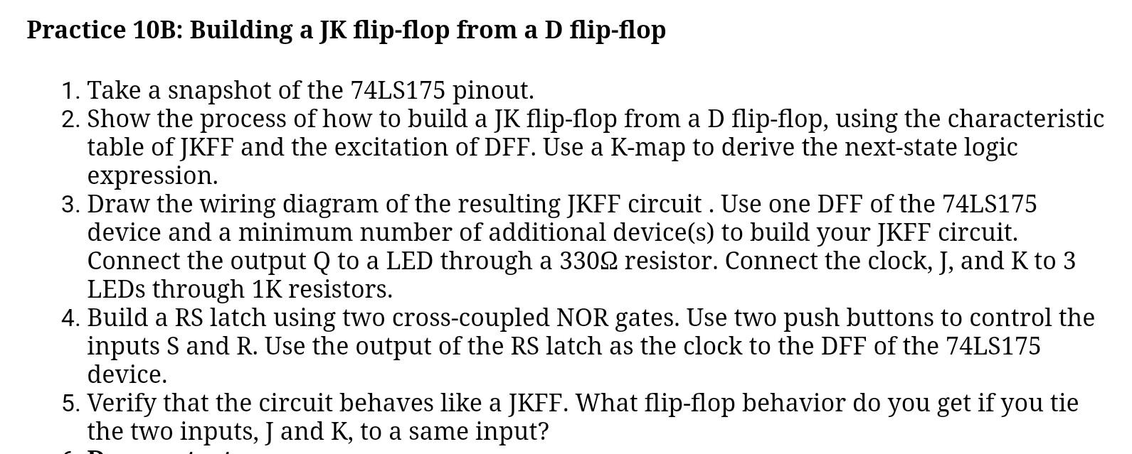 Solved Practice 10B: Building a JK flip-flop from a D | Chegg.com