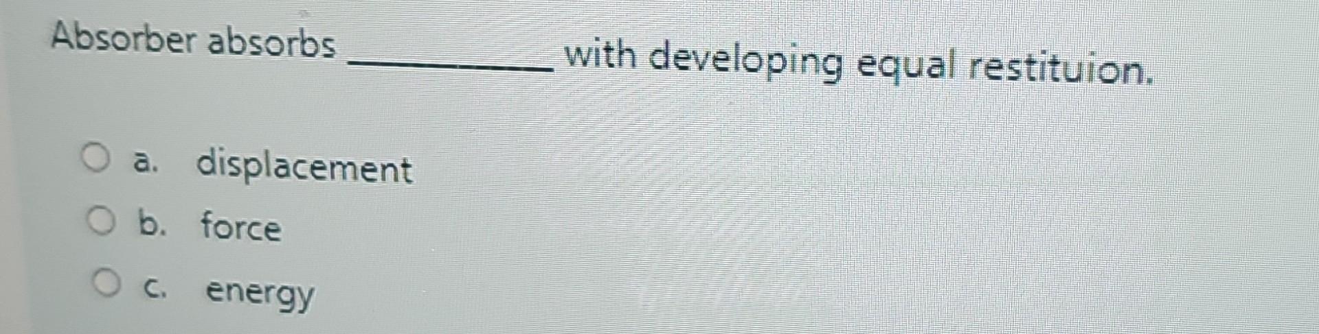 Solved Absorber absorbs with developing equal restituion. | Chegg.com