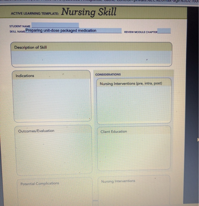 Solved ACTIVE LEARNING TEMPLATE: Nursing Skill STUDENT NAME | Chegg.com