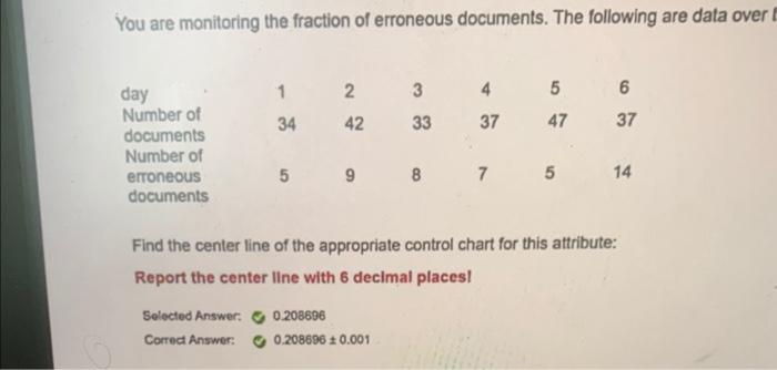 Solved You are monitoring the fraction of erroneous | Chegg.com