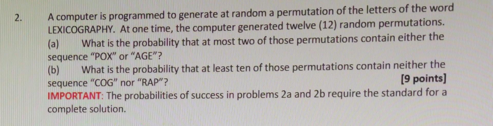 Solved A computer is programmed to generate at random a | Chegg.com