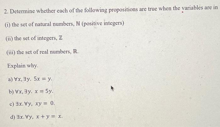 Solved 2. Determine whether each of the following | Chegg.com