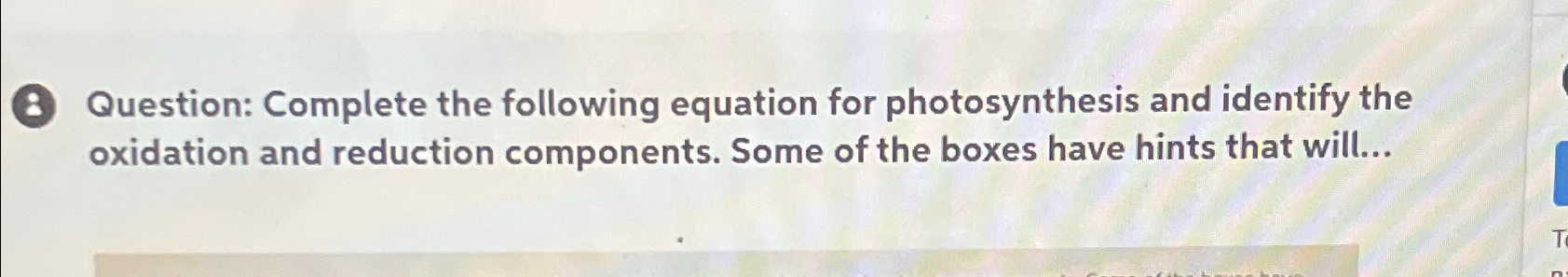 Solved 8 ﻿Question: Complete the following equation for | Chegg.com