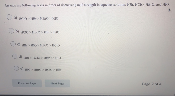 Solved Arrange the following acids in order of decreasing | Chegg.com