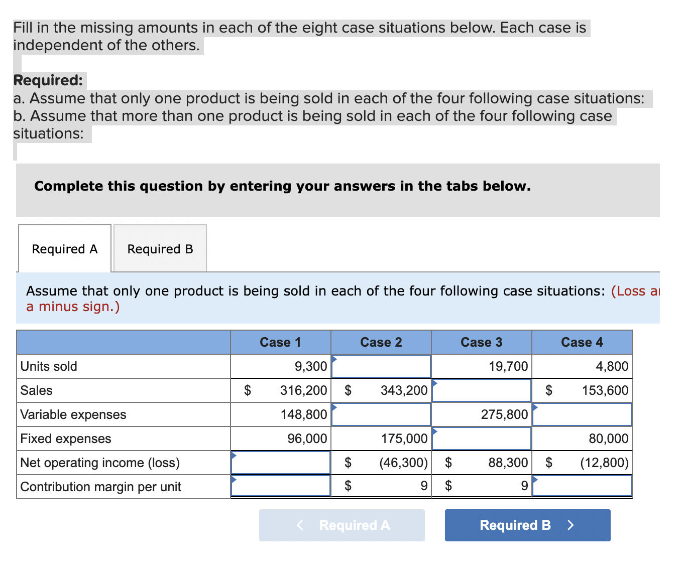 Solved Fill in the missing amounts in each of the eight case | Chegg.com