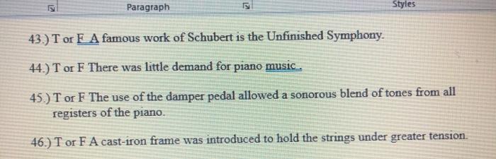 Solved Styles Paragraph 14.) Define: Rubato. 15.) How many | Chegg.com
