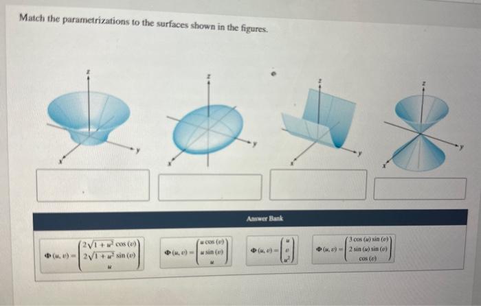 Solved Match the parametrizations to the surfaces shown in | Chegg.com
