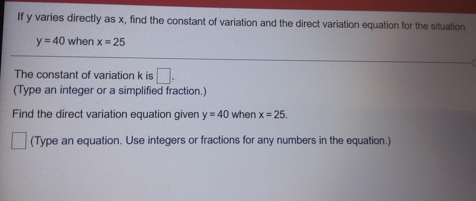 Solved If y varies directly as x, find the constant of | Chegg.com