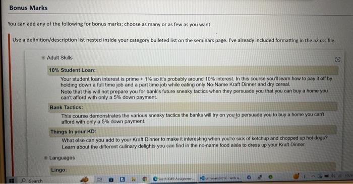 You can add any of the following for bonus marks; | Chegg.com