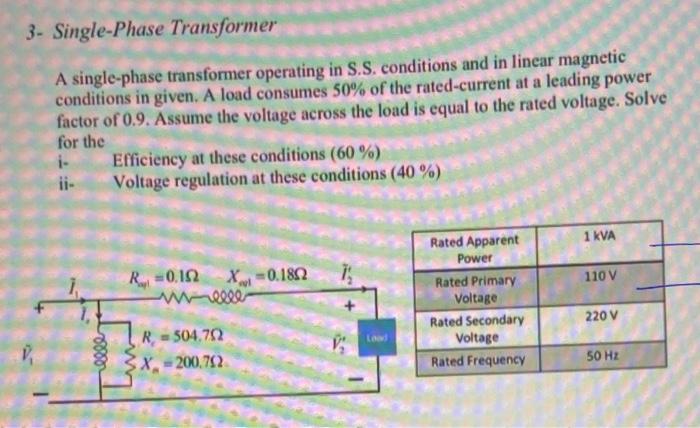 Solved Single-Phase Transformer A single-phase transformer | Chegg.com