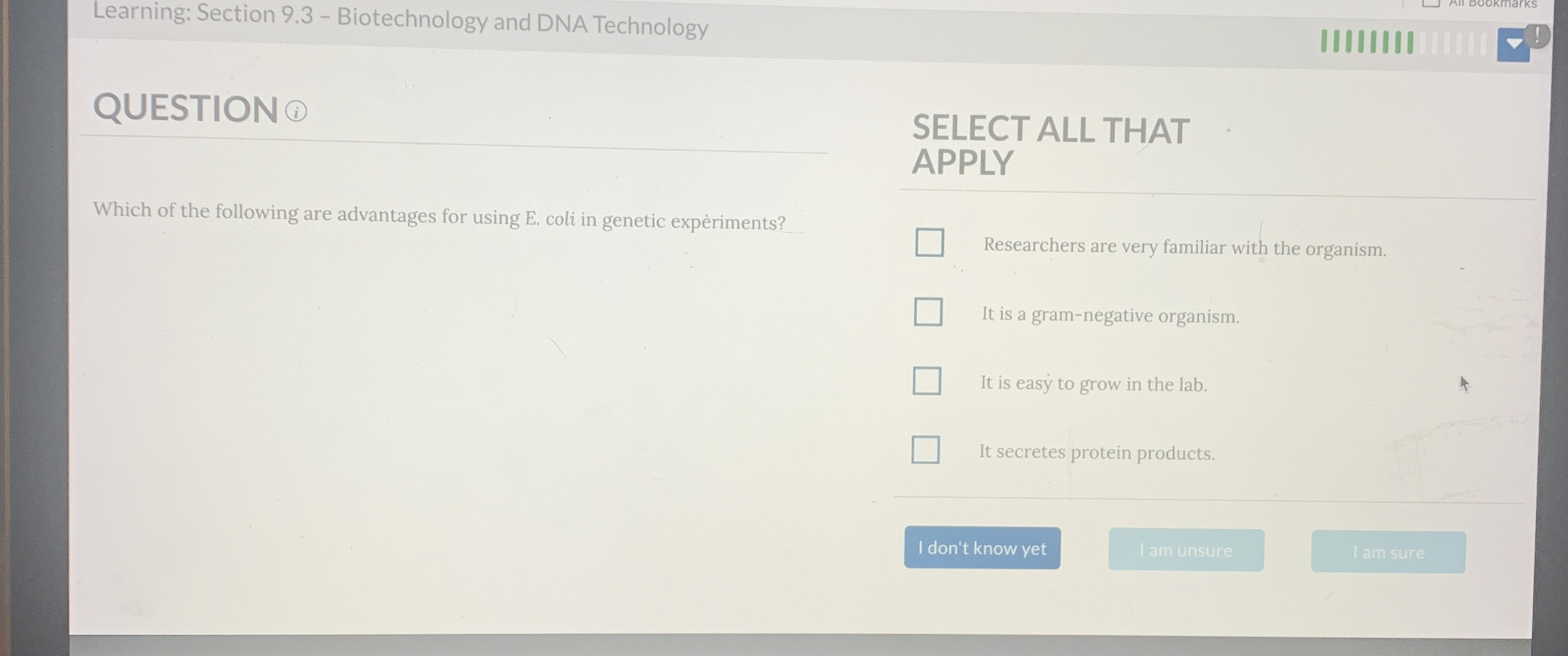 Solved Learning: Section 9.3 - ﻿Biotechnology and DNA | Chegg.com