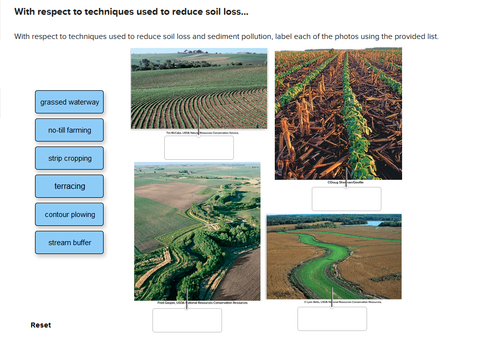 Solved With respect to techniques used to reduce soil | Chegg.com