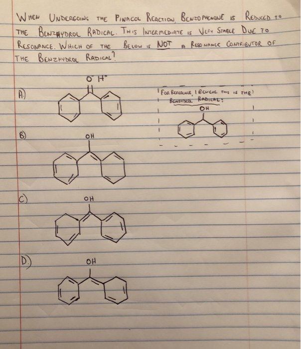 Solved WHEN UNDERCOING THE PINACOL Reaction. BENZO PHENOVE | Chegg.com