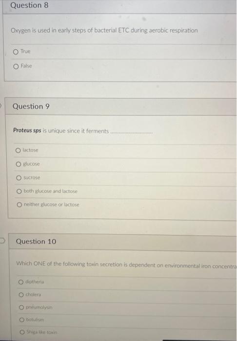 Solved Oxygen is used in early steps of bacterial ETC during | Chegg.com
