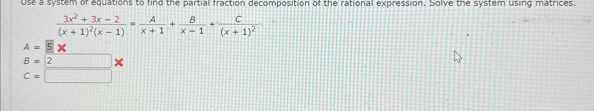 Solved Use a system of equations to find the partial | Chegg.com