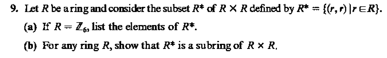 Let R ﻿be a ring and consider the subset R** ﻿of R×R | Chegg.com