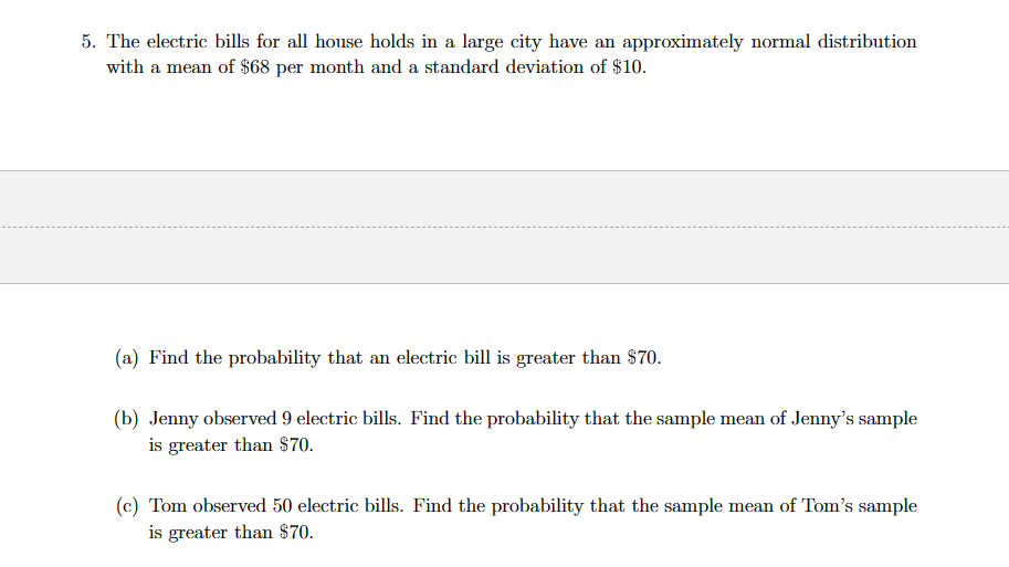 Solved (a) ﻿Find the probability that an electric bill is | Chegg.com
