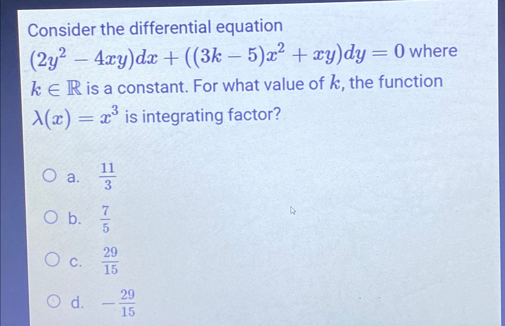 Solved Consider the differential equation | Chegg.com