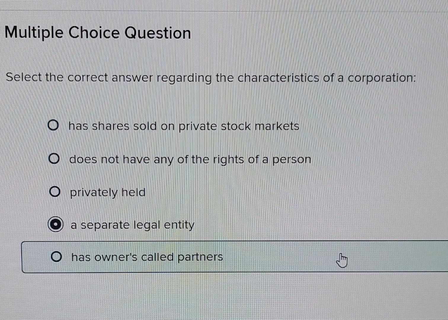 Solved Multiple Choice Question Select the correct answer | Chegg.com
