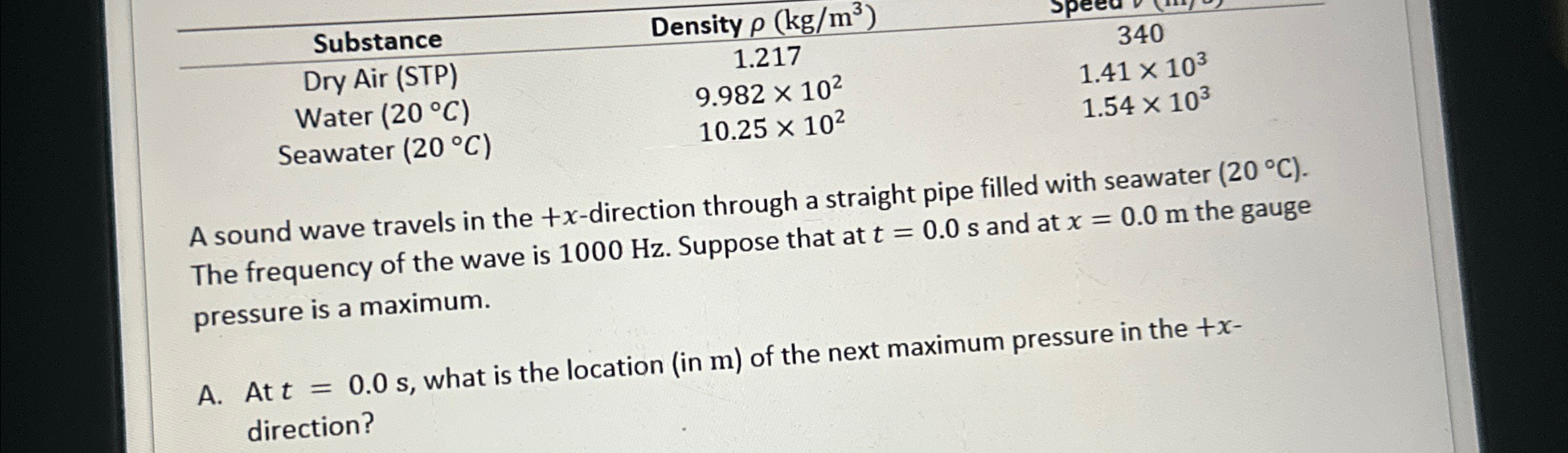 Solved \table[[Substance,Density ρ(kgm3),340],[Dry Air | Chegg.com