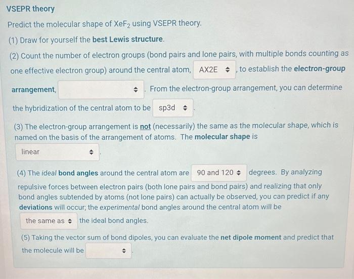 Solved Predict the molecular shape of XeF2 using VSEPR | Chegg.com
