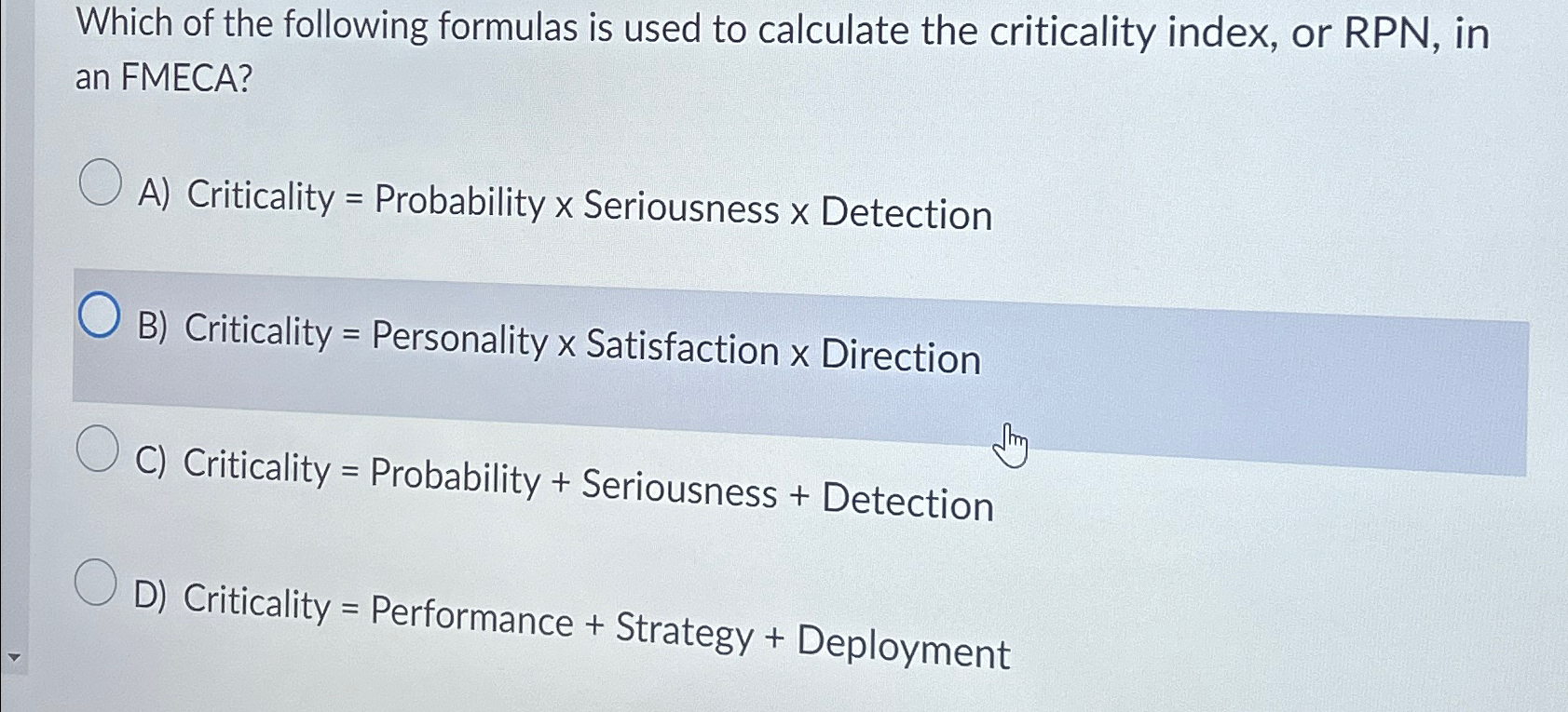 Solved Which of the following formulas is used to calculate | Chegg.com