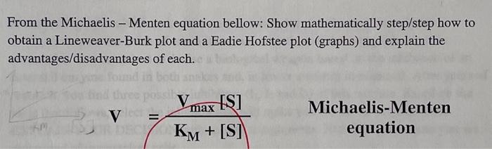 Solved From the Michaelis - Menten equation bellow: Show | Chegg.com