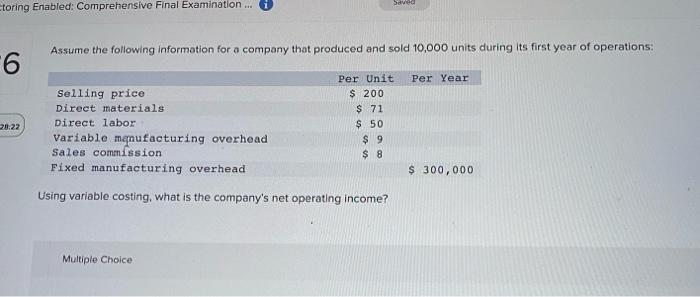 Solved toring Enabled: Comprehensive Final Examination ... | Chegg.com