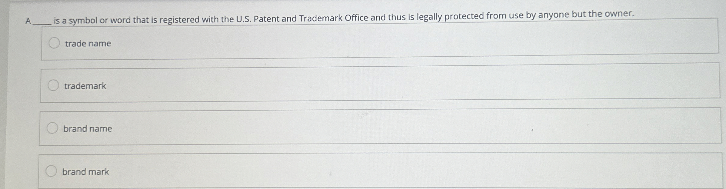 Solved A q, ﻿is a symbol or word that is registered with the | Chegg.com