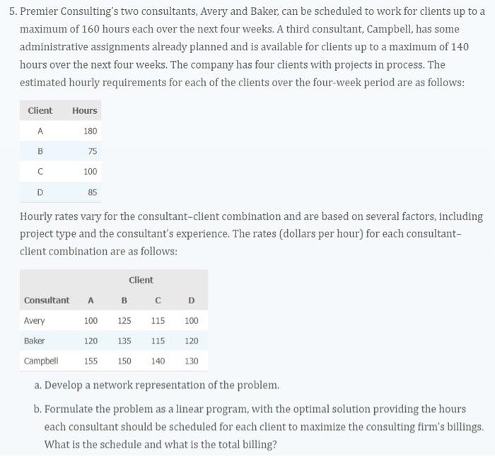 Solved 5. Premier Consulting's two consultants, Avery and | Chegg.com