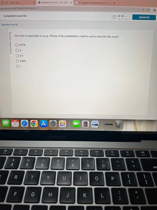 Solved An event is impossible to occur. Which of the | Chegg.com