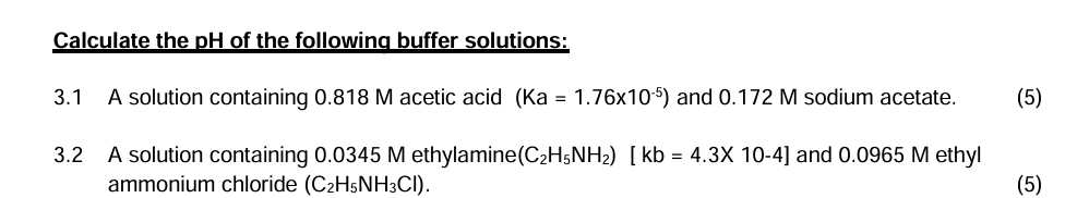 Solved Calculate the pH ﻿of the following buffer | Chegg.com