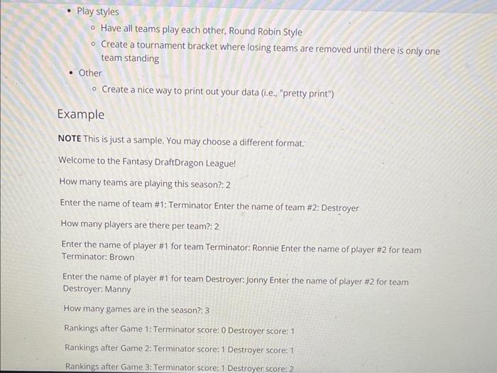 Solved this is a python project on a sports league follow | Chegg.com