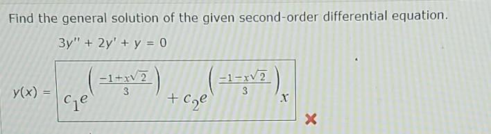 Solved Find the general solution of the given second-order | Chegg.com