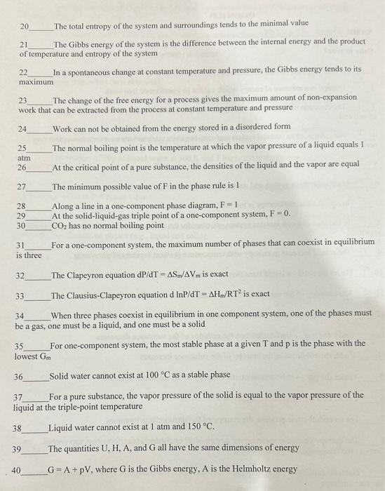Solved 20 The total entropy of the system and surroundings | Chegg.com