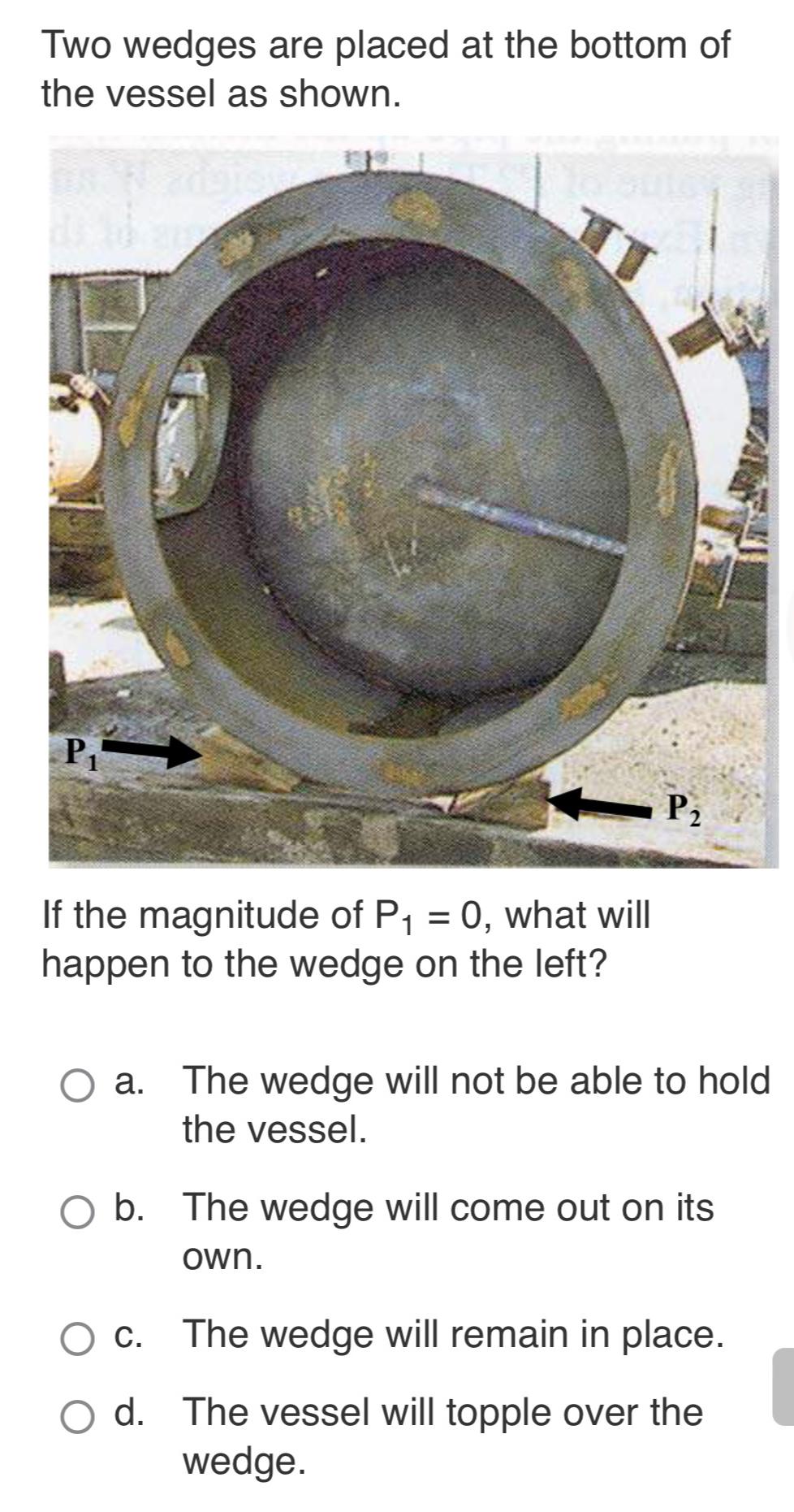 Solved Two wedges are placed at the bottom of the vessel as | Chegg.com