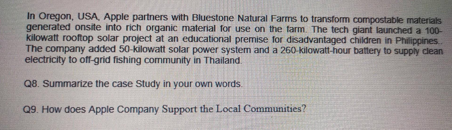 Solved Apple Corporate Social Responsibility (CSR) Apple | Chegg.com